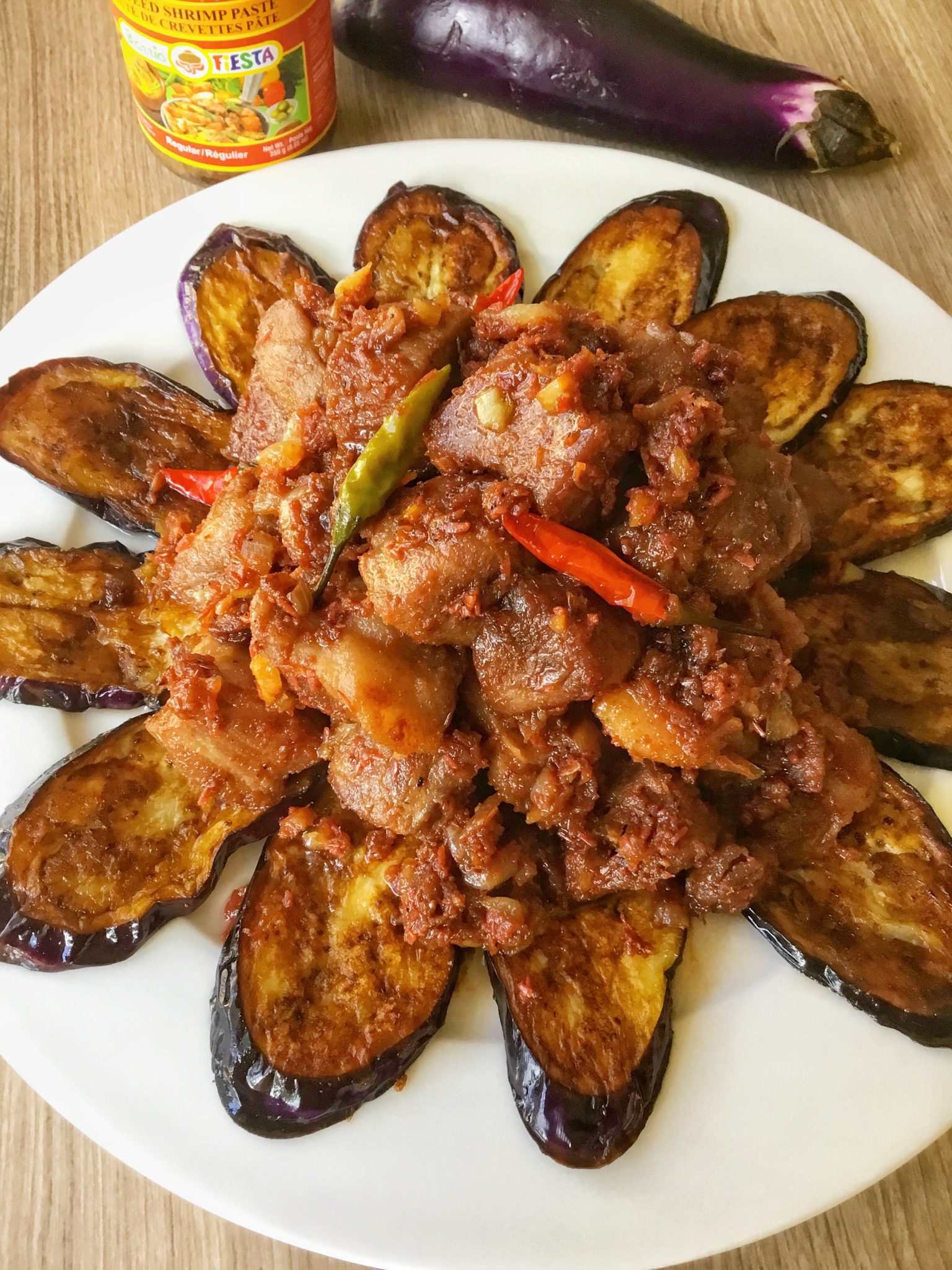 PinoyBites | Pork Binagoongan with Fried Eggplant - PinoyBites