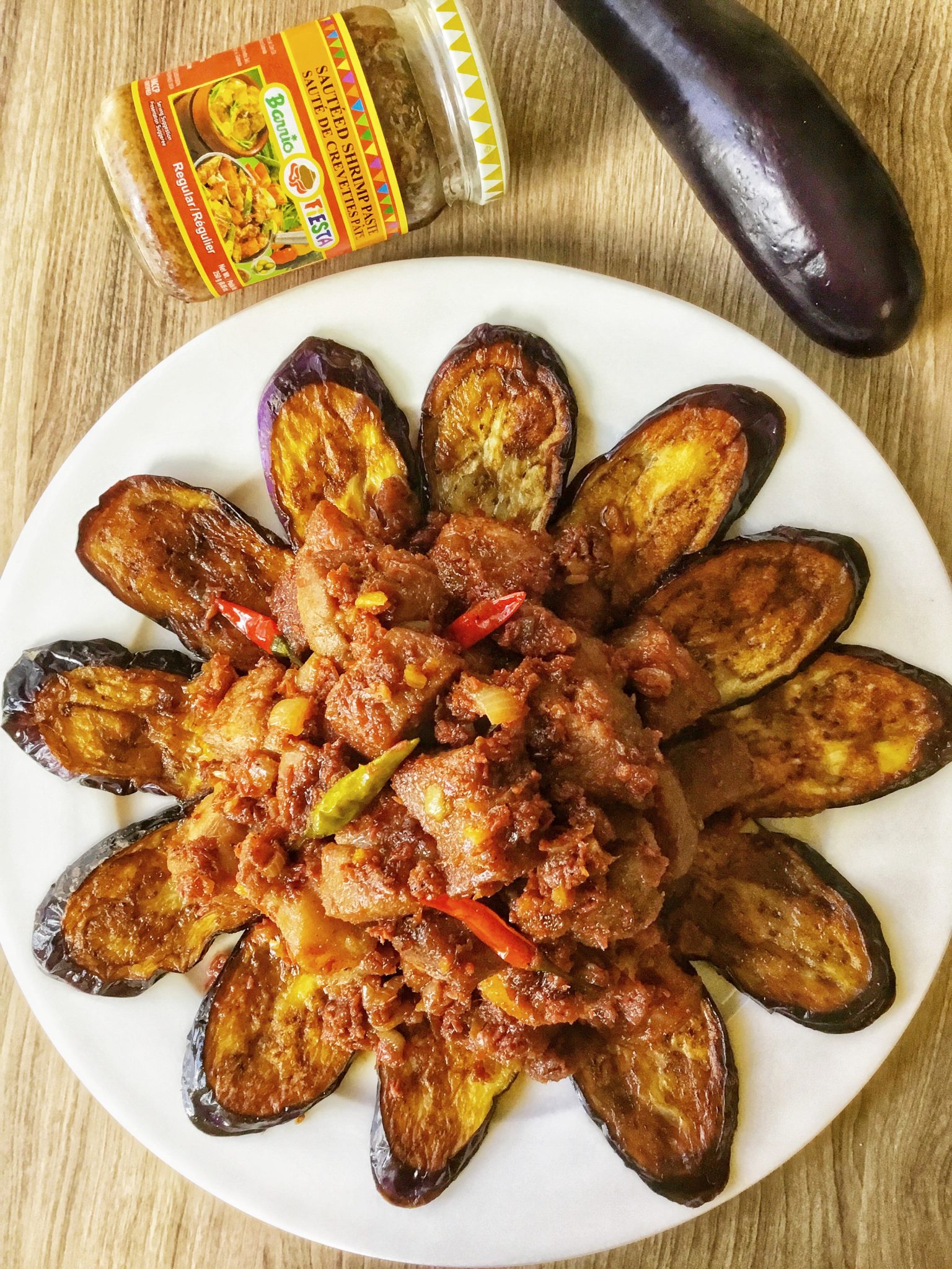 PinoyBites | Pork Binagoongan with Fried Eggplant - PinoyBites